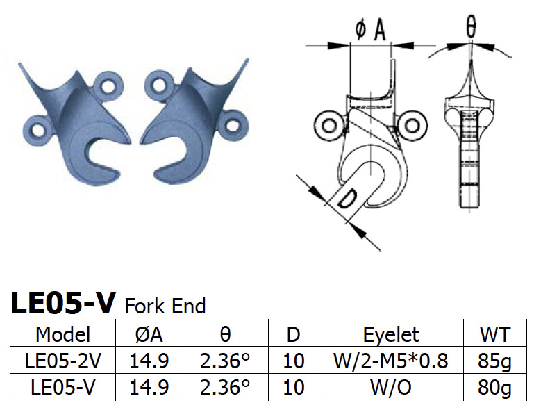 Long Shen Fork End Set LE05-2V w/Double Eyelets | Soma Fab Shop